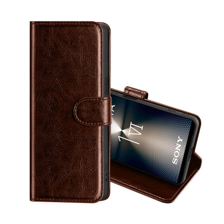 Olixar Brown Eco-Leather Wallet Stand Case - For Sony Xperia 1 VI
