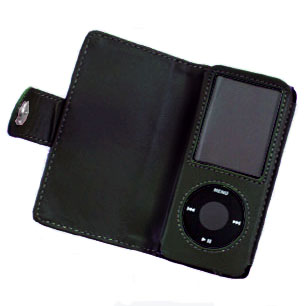 iPod Nano 4G Leather Wallet Case - Black