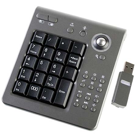 USB Wireless Keypad With Tracking Ball