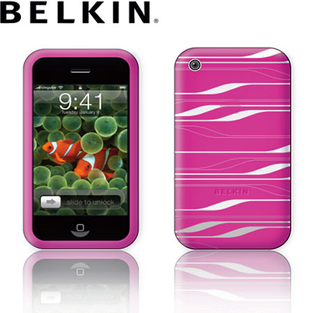 Belkin iPhone 3GS / 3G Silicone Sleeve With Laser Etching - Pink / Grey