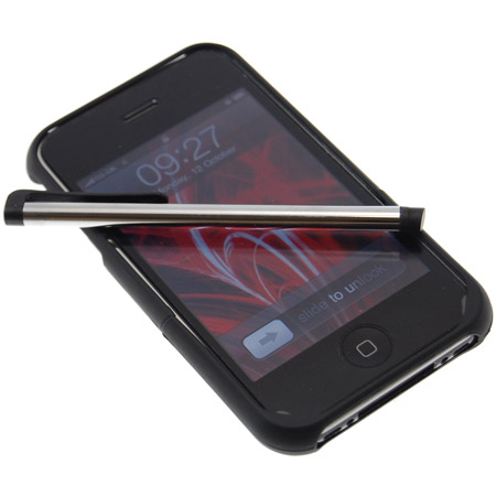iPhone 3GS / 3G Hard Back Cover With Easy Dock And Stylus Pen - Black