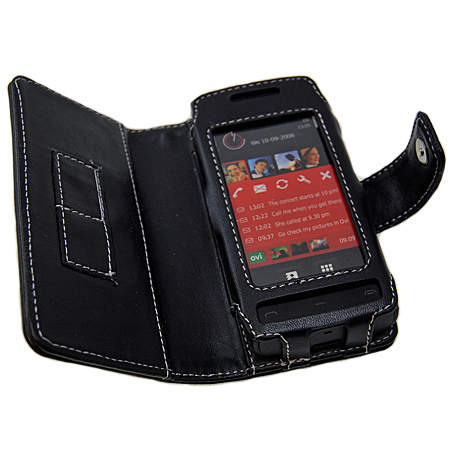 Nokia X6 Leather Wallet Case - Black