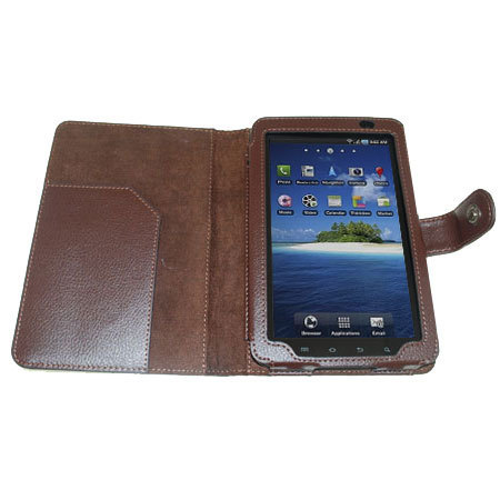 Faux Leather Book Case for Galaxy Tab - Brown
