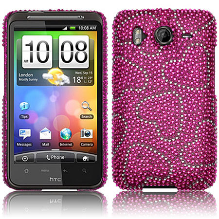 Diamante Back Cover for HTC Desire HD - Love Hearts