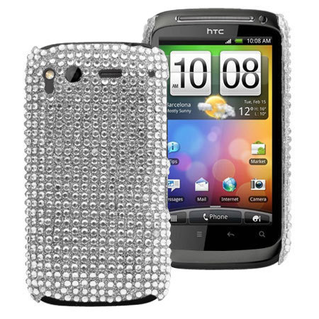 Diamante Back Cover for HTC Desire S - Silver