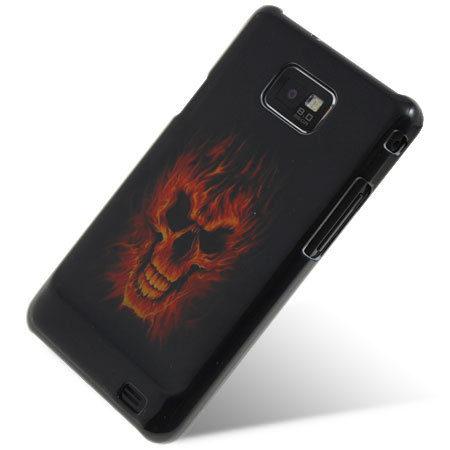 Protective Back Cover for Samsung Galaxy S2 - Flaming Skull