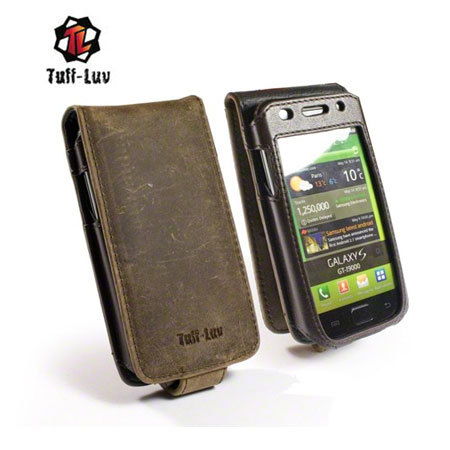 Tuff-Luv Saddleback Genuine Leather Case for Samsung Galaxy S - Brown
