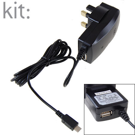 Kit: Micro USB Mains Charger With Spare USB Port
