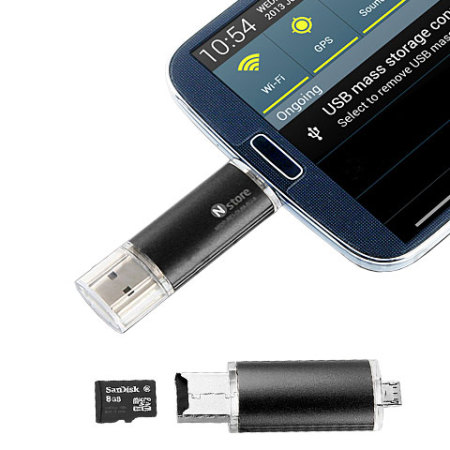 Micro USB 2-in-1 On-The-Go Card Reader - Black