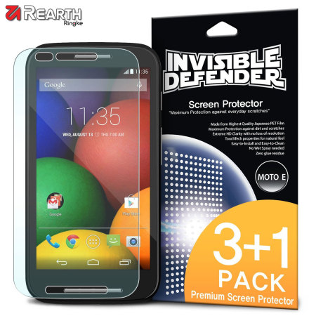 Rearth Invisible Defender 3 + 1 Pack Moto E Screen Protector