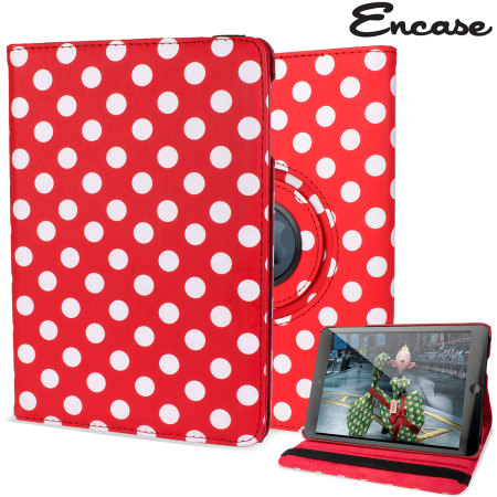Encase Leather-Style Dotted Rotating iPad Mini 3 / 2 / 1 Case - Red