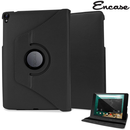 Encase Leather-Style Rotating Google Nexus 9 Case - Black