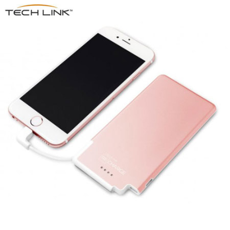 TECHLINK Recharge 3000mAh Power Bank & Genuine Leather Case -Rose Gold