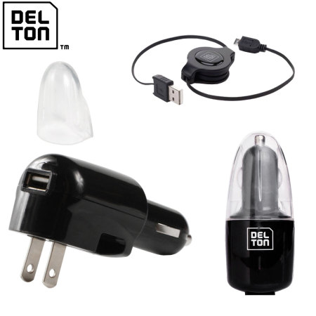 Delton 3 in 1 Micro USB Charger Kit with Retractable Cable - US Outlet