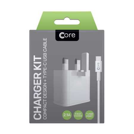 Core Single Compact Charger Kit Type-C White 2.1A