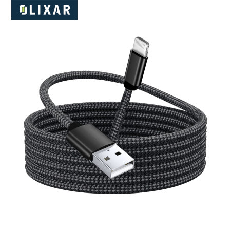 Olixar Braided USB-A to Lightning Charge And Sync Cable - 1.5m - Black ...