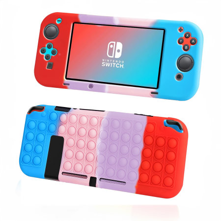 Olixar Kids Multicoloured Silicone Fidget Popper Case - For Nintendo Switch