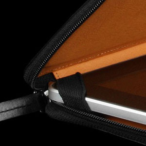 Sena Leather Zipbook Case for iPad - Black