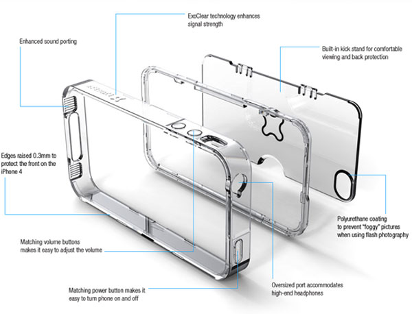 Exogear Exoclear Case for iPhone 4S / 4 - Clear