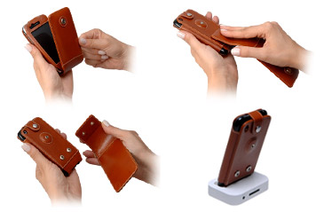 Beyza MultiFlip Dockable Leather Case - iPhone 3GS / 3G - Vintage Black