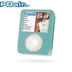 PDair Lanyard Leather Sleeve Case for iPod Nano 3G - Aqua