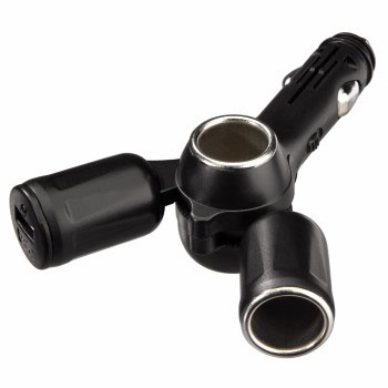 Twin Adjustable Cigarette Lighter Adapter with USB Port