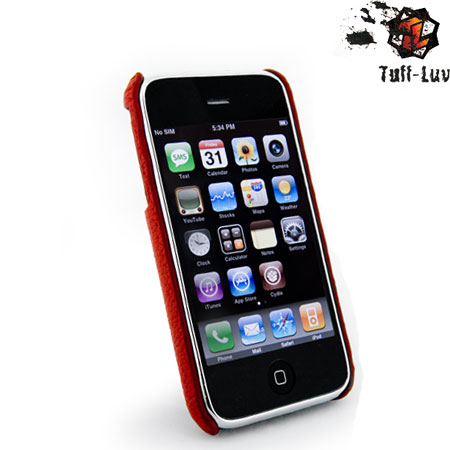 Tuff-Luv Tuff-Grip Slim-Line Leather Case Cover - iPhone 3GS / 3G - Red
