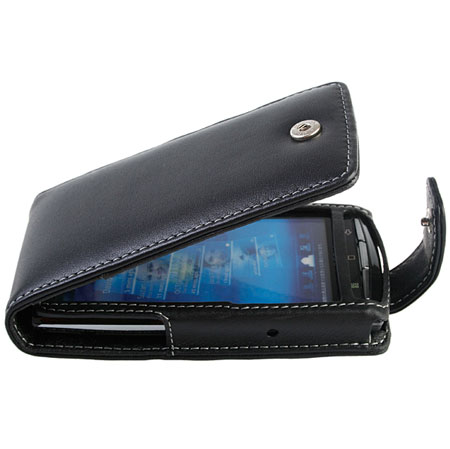Premium Sony Ericsson Xperia X10 Leather Flip Case - Black