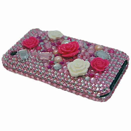 iPhone 3GS / 3G Full Diamond Protective Case - Pink Rose