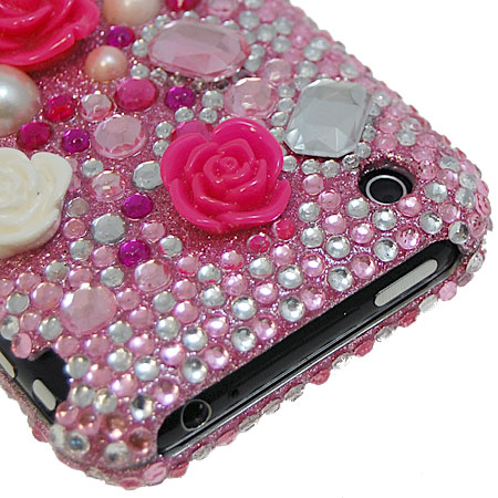 iPhone 3GS / 3G Full Diamond Protective Case - Pink Rose