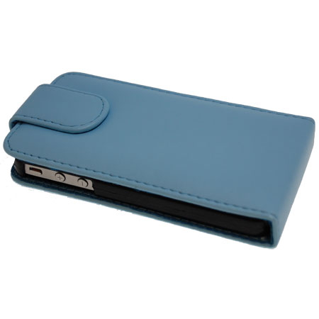 Leather Flip Case for iPhone 4 - Blue