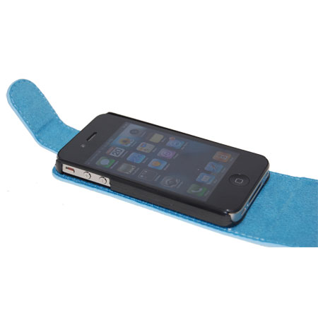 Leather Flip Case for iPhone 4 - Blue