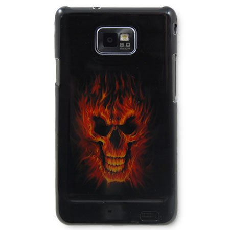Protective Back Cover for Samsung Galaxy S2 - Flaming Skull