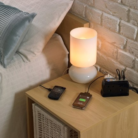 Masterplug Surge Protected 4 Plug Power Block with Dual USB - Black