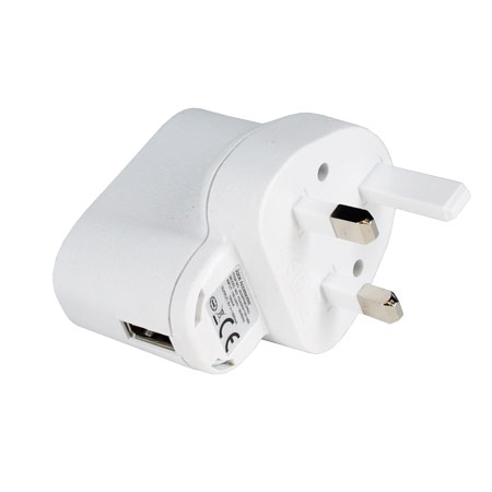 USB Mains Charger Adapter - White