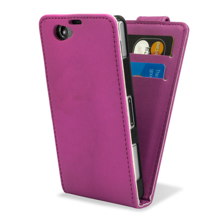 Qubits Faux Leather Flip Case for Sony Xperia Z1 Compact - Pink