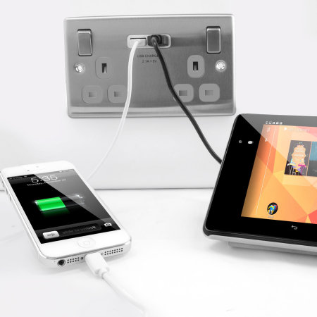 UK Power Socket USB Charging Wall Plate - Steel / Grey