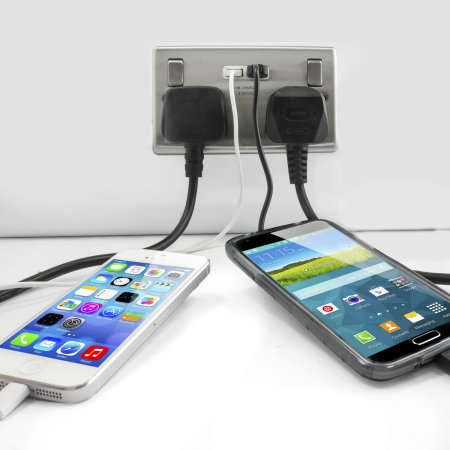 UK Power Socket USB Charging Wall Plate - Steel / White