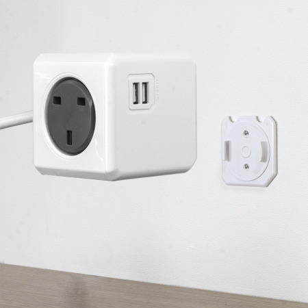 allocacoc PowerCube Extended USB 4x UK Power Plug and 2x USB - 1.5m