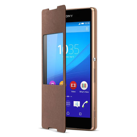 Official Sony Xperia Z3+ Style Cover with Smart Window SR30 - Gold