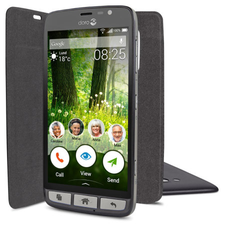 Official Doro Leather Style Liberto 825 Flip Case - Black