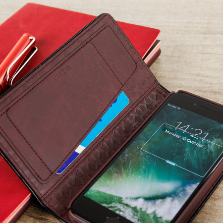 STIL Toscano Wine Genuine Leather iPhone 7 Wallet Case - Burgundy