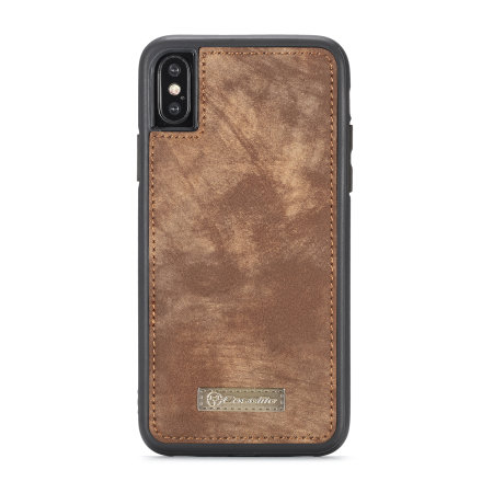 Luxury Apple iPhone X Leather-Style 3-in-1 Wallet Case - Tan