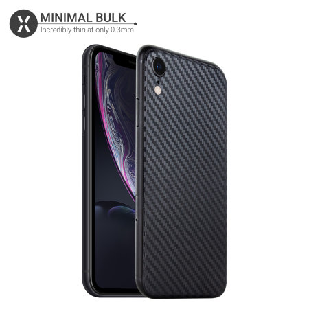 Olixar iPhone XR Carbon Fibre Back Screen Protector - Black
