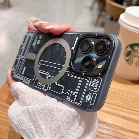 Olixar MagSafe Compatible Black Circuit Board Case - For iPhone 14 Pro