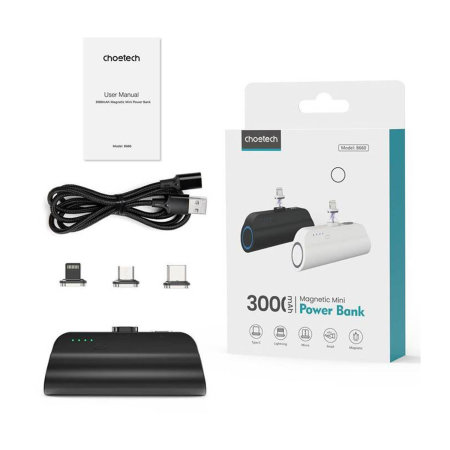 Choetech 3000 mAh Mini Power Bank with Interchangeable USB-C & Micro ...
