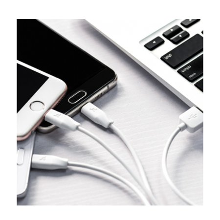 Hoco 3 In 1 Lightning, USB-C and Micro-USB White Cable - For iPhone 14 ...