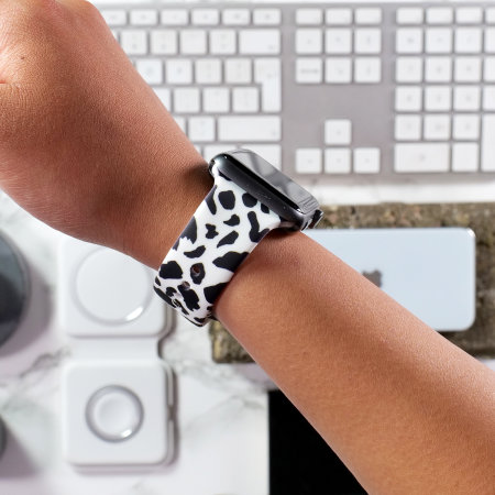 Lovecases Cow Print Silicone Strap - For Apple Watch SE 2022 40mm