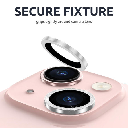 Olixar Silver Glitter Camera Lens Protectors - For iPhone 15