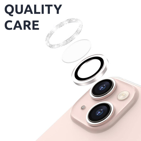 Olixar Silver Glitter Camera Lens Protectors - For iPhone 15